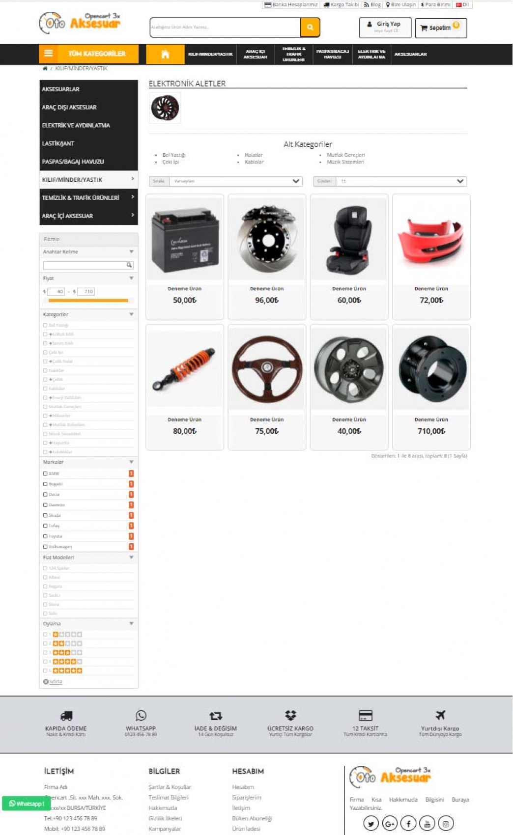Opencart 3.x Oto Aksesuar Tema Full Paket